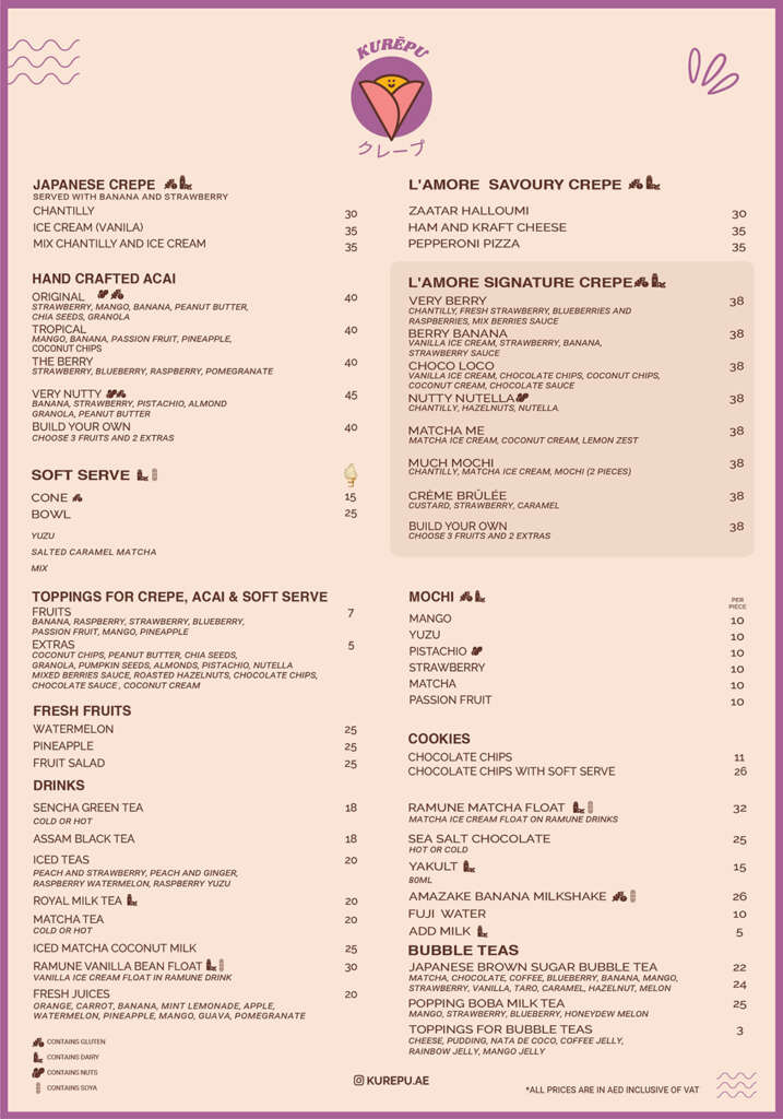 Our Menu - Kurepu